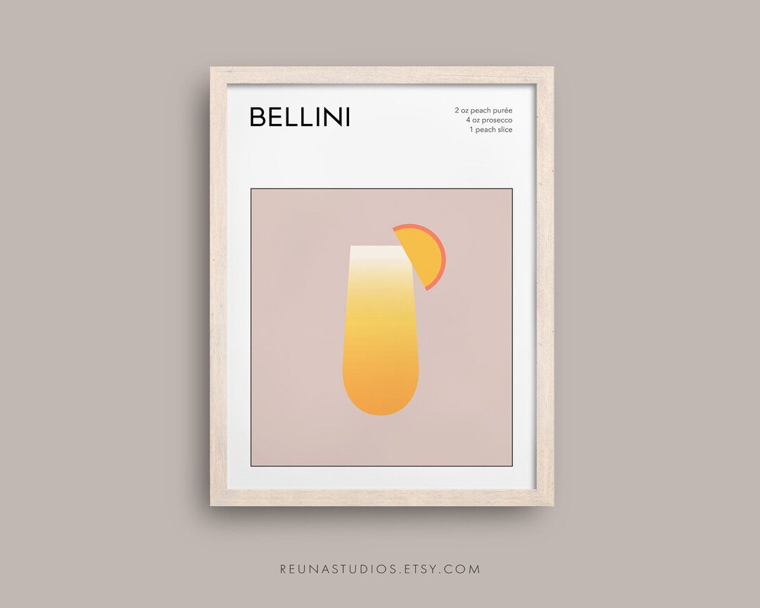 Cocktail Poster Bellini, in Scandinavian Minimalist Design, Great Art ...