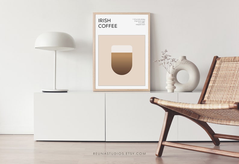 Irish Coffee Print With Recipe Classic Cocktails - Etsy