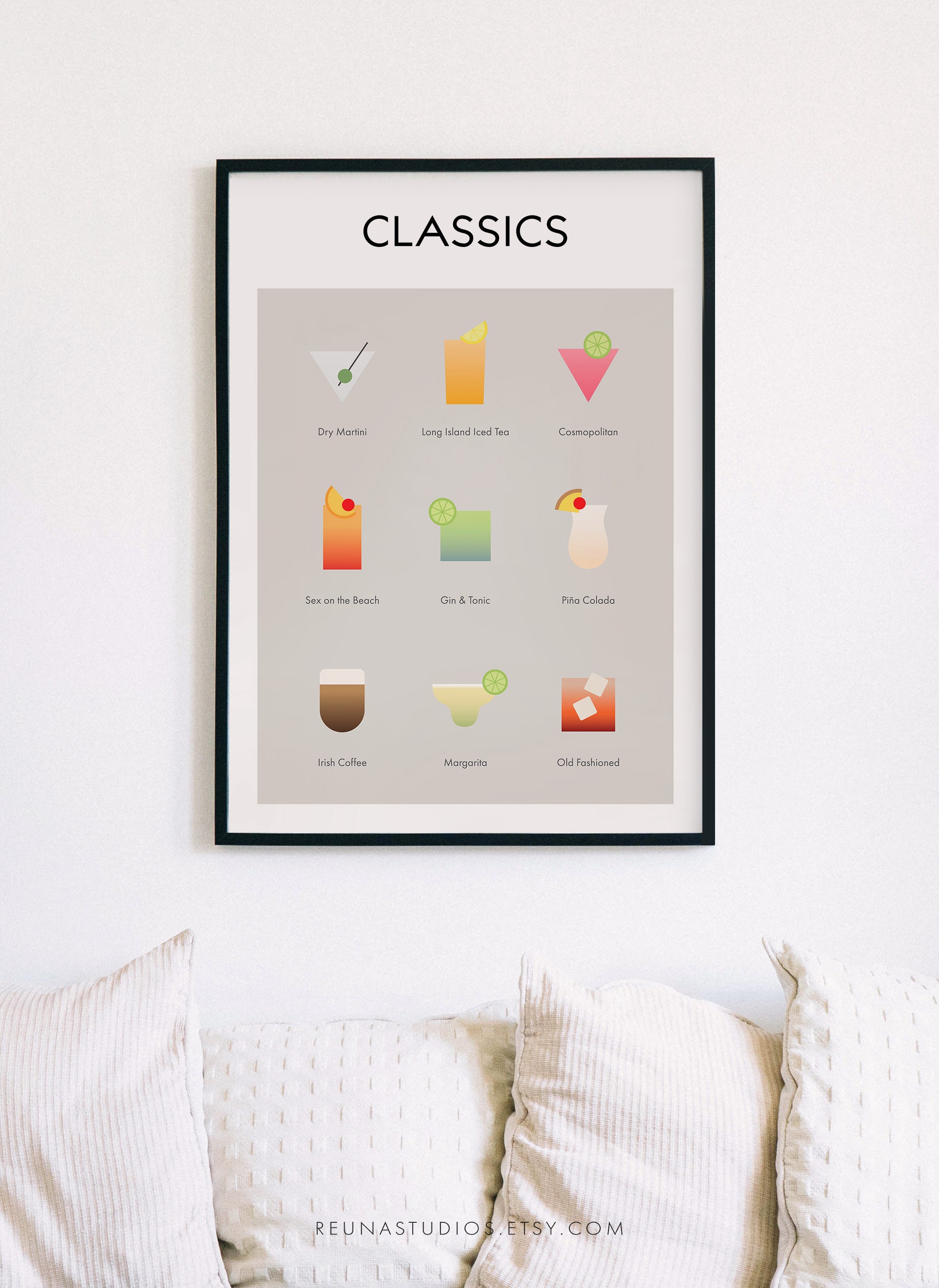 Signature Classic Cocktails Board Print Scandinavian Nordic - Etsy