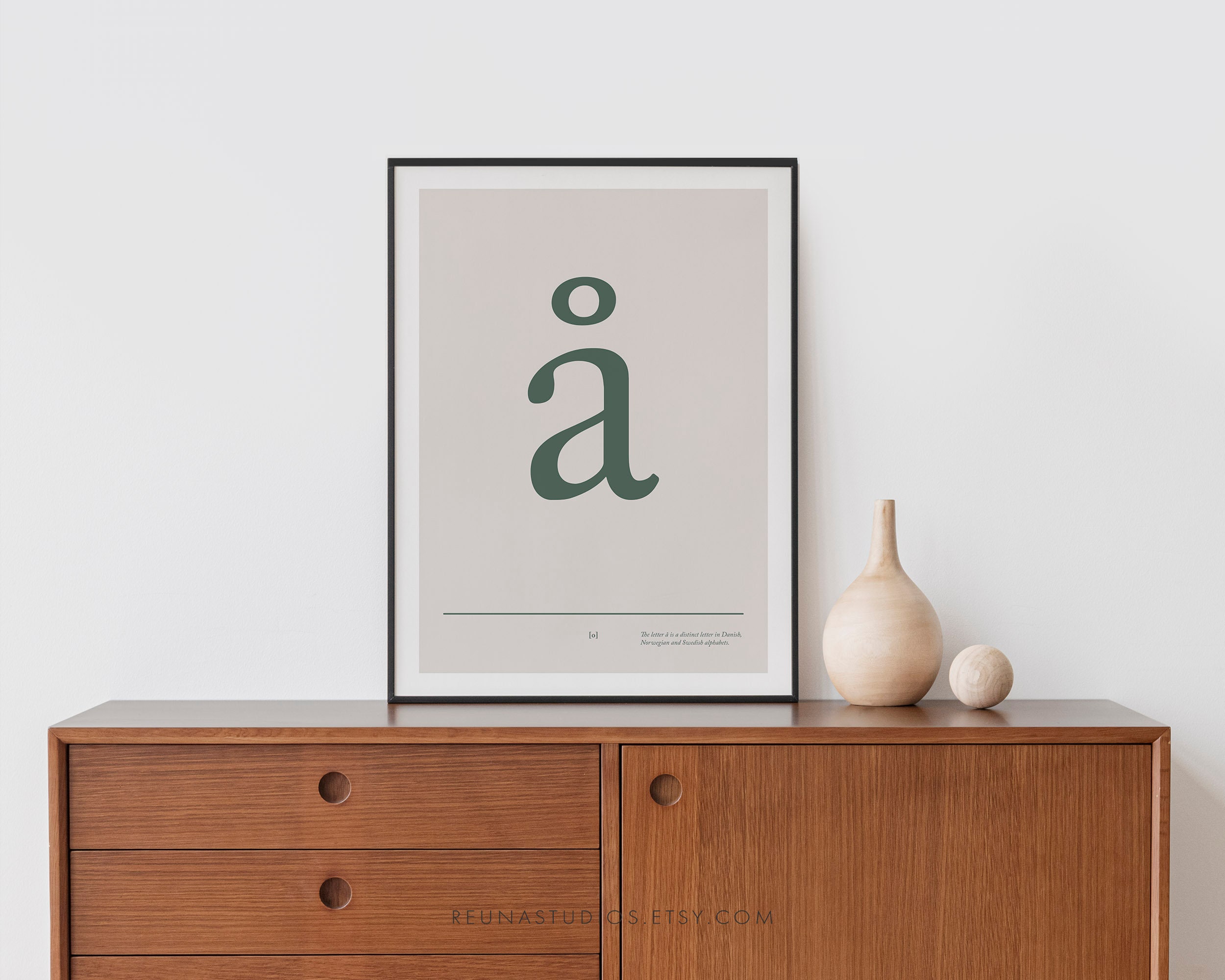 Swedish Modern Letter å Moss Wall Art Alphabet Poster Print | Boho Wall ...