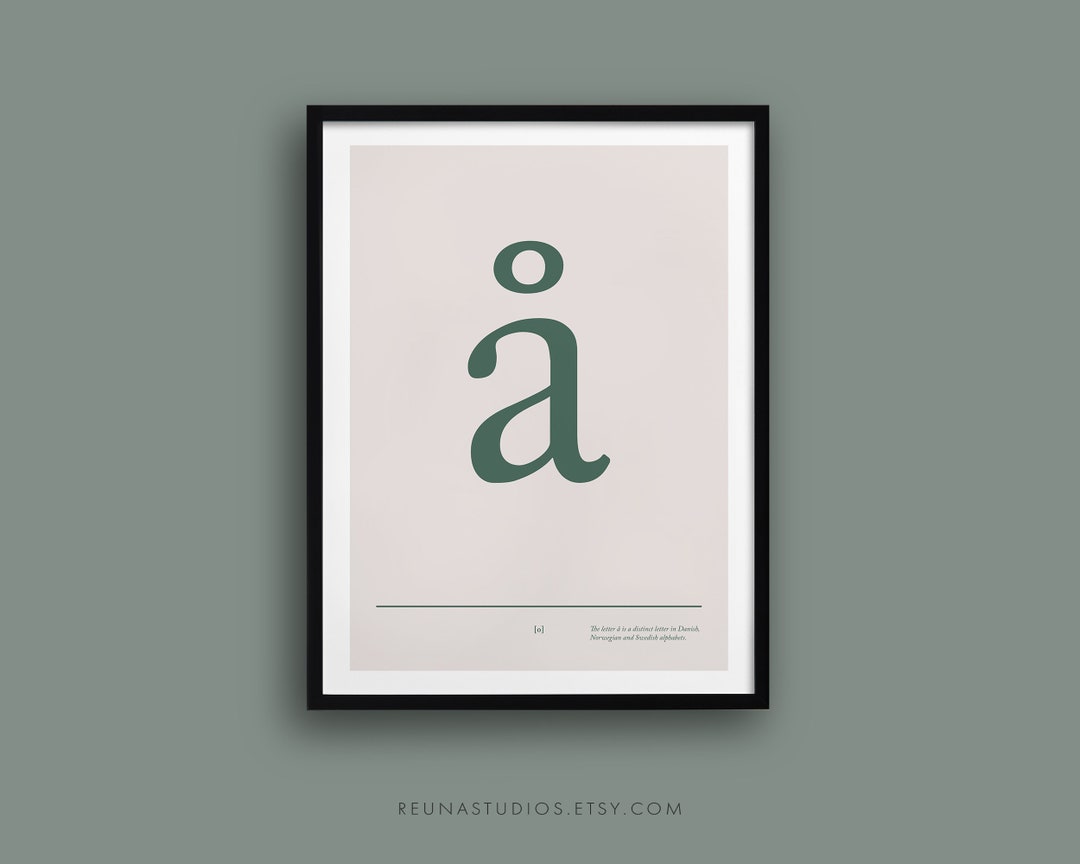 Swedish Modern Letter å Moss Wall Art Alphabet Poster Print | Boho Wall ...