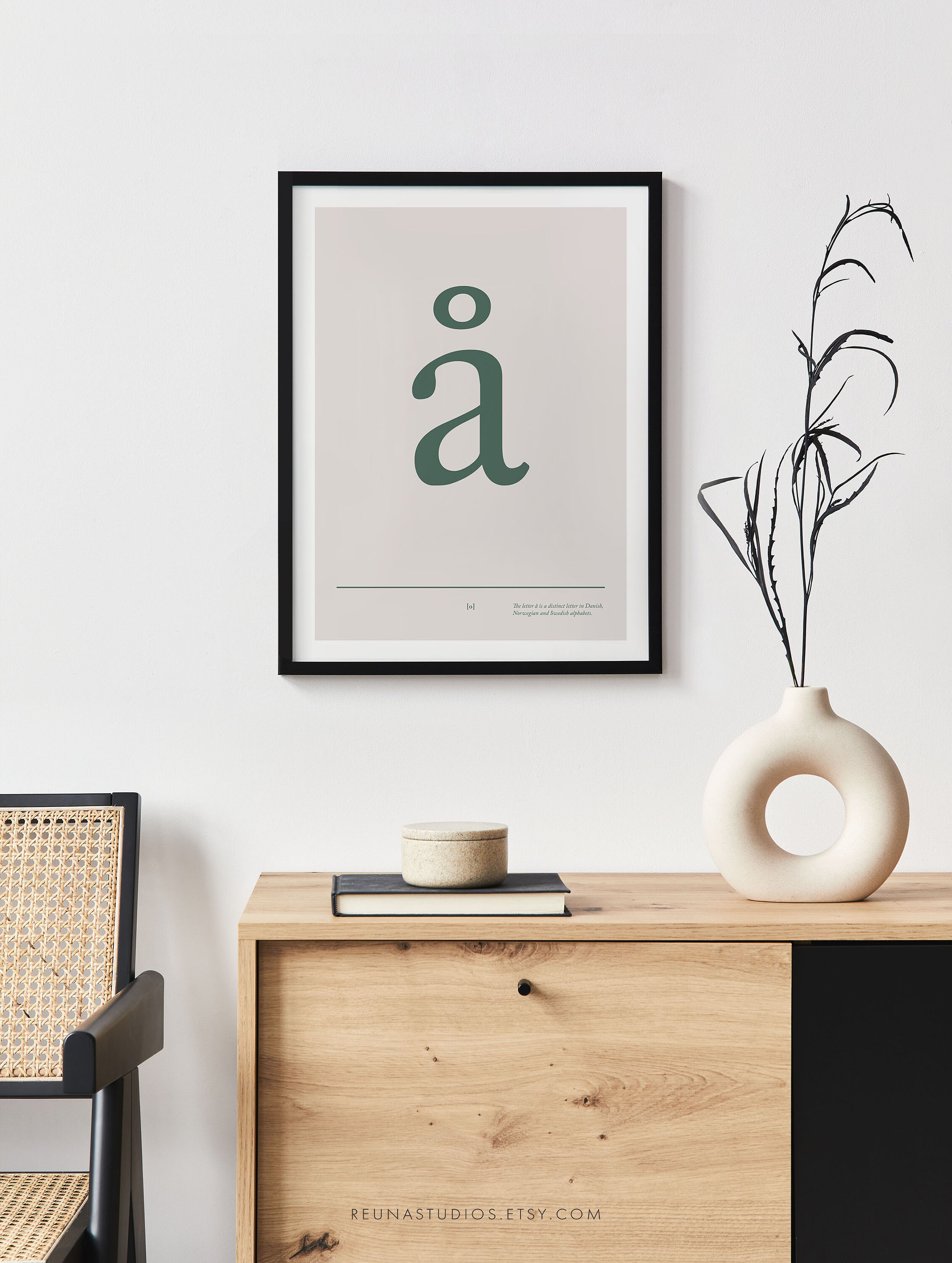 Swedish Modern Letter å Moss Wall Art Alphabet Poster Print | Boho Wall ...