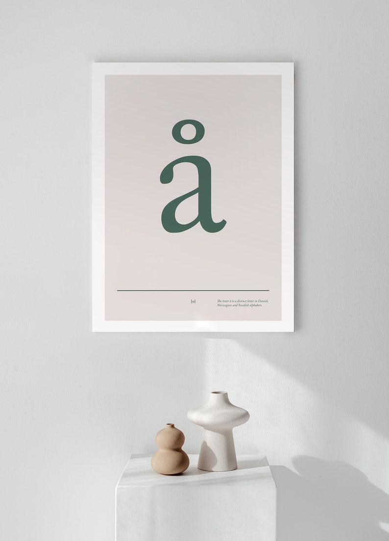Swedish Modern Letter å Moss Wall Art Alphabet Poster Print | Boho Wall ...