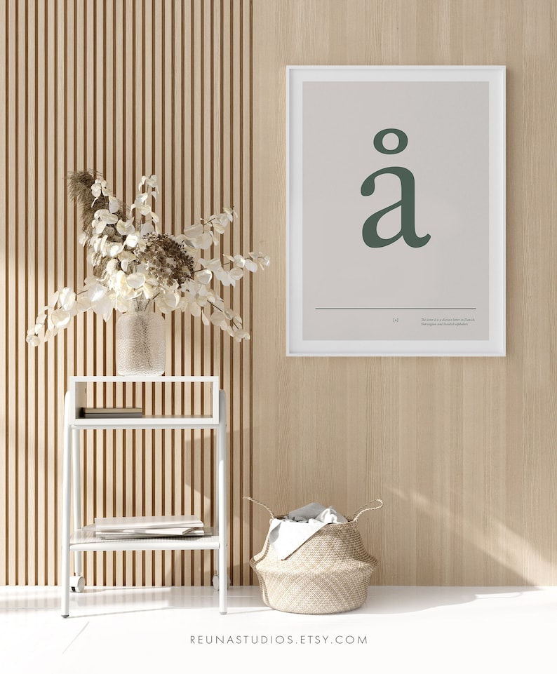 Swedish Modern Letter å Moss Wall Art Alphabet Poster Print | Boho Wall ...