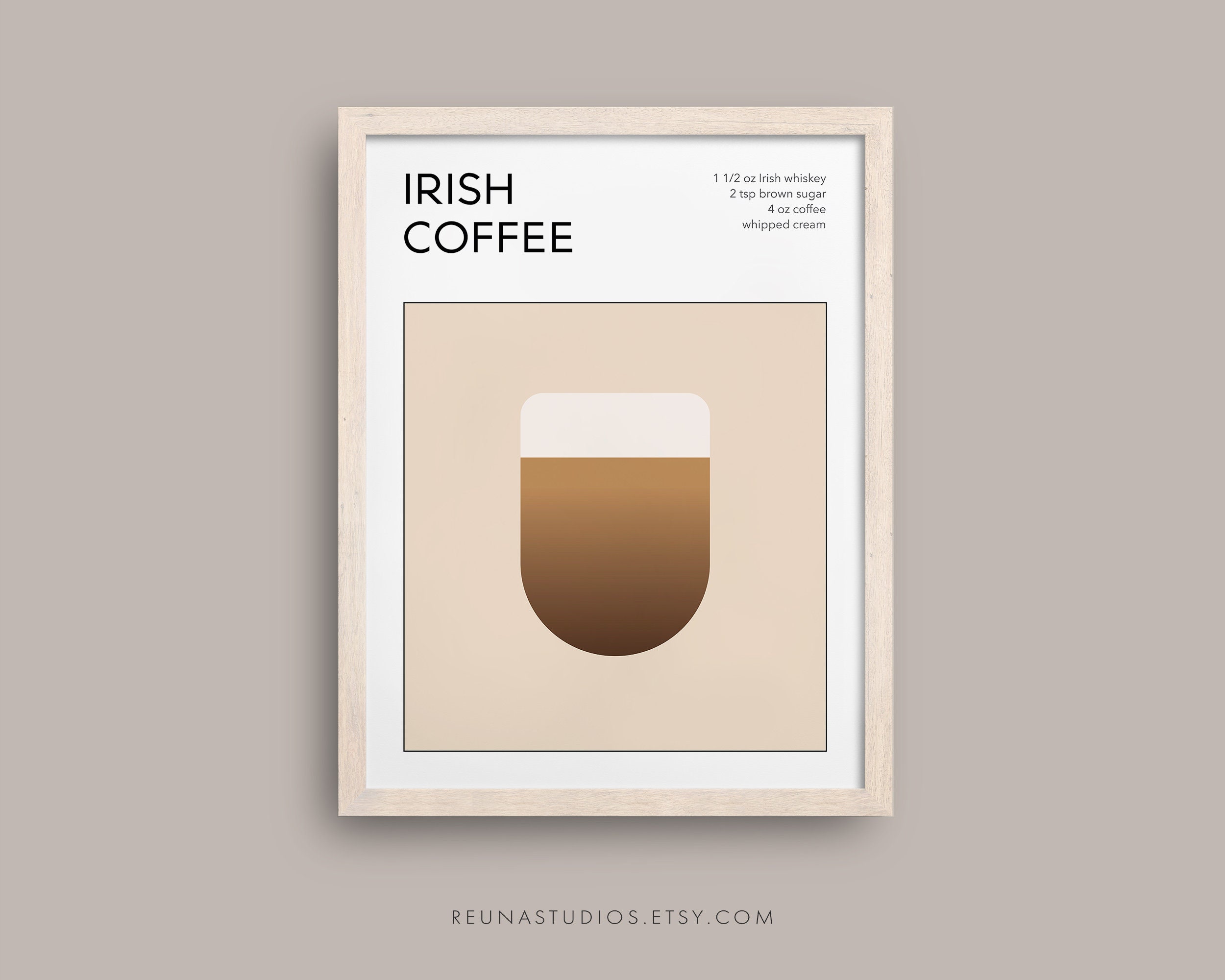 Irish Coffee Print With Recipe Classic Cocktails - Etsy