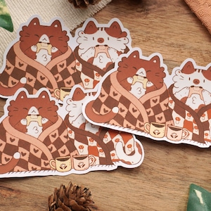 Cozy Blanket Cats Sticker - Autumnal Cottagecore Cats Sticker - Cozy ...