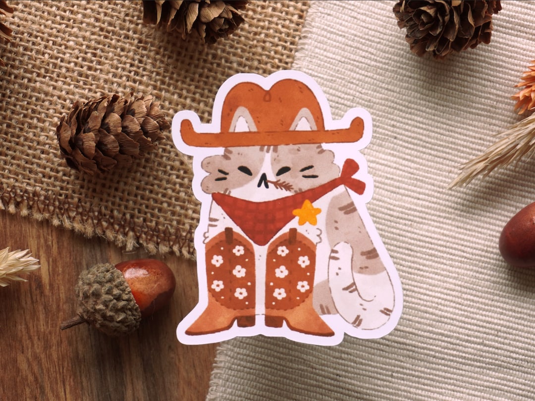 Cowboy Cat | Die-cut Matte Vinyl Sticker - Waterproof Sticker - Cute ...