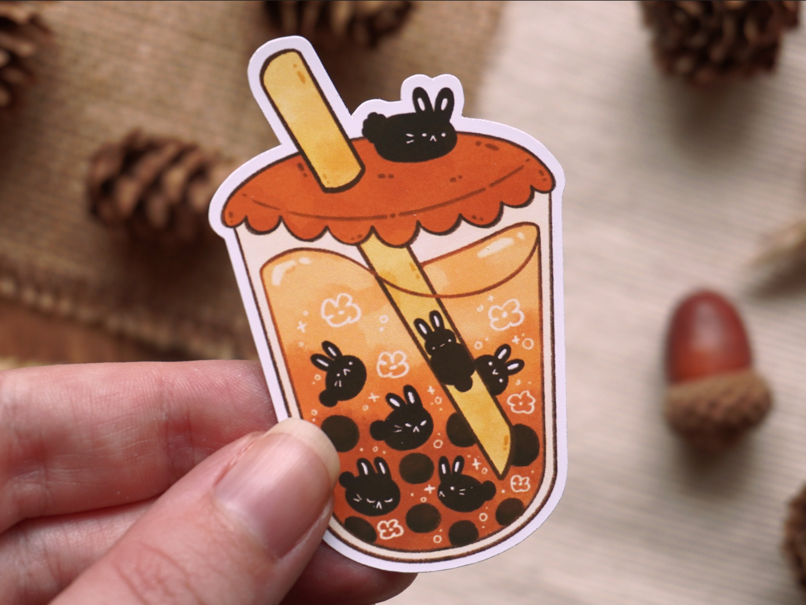 Boba Tea Bunnies Die-cut Matte Vinyl Sticker Waterproof - Etsy