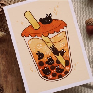Boba Bunnies Art Print A5/A6 Print Boba Tea Bunny Illustration Cute ...