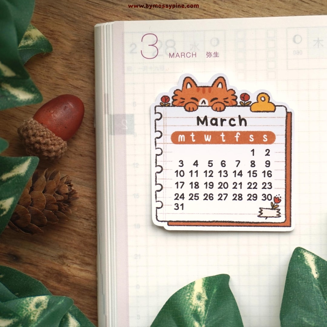 Monthly Calender Stickers 2025 | 12 Mini Stickers, Bullet Journal ...