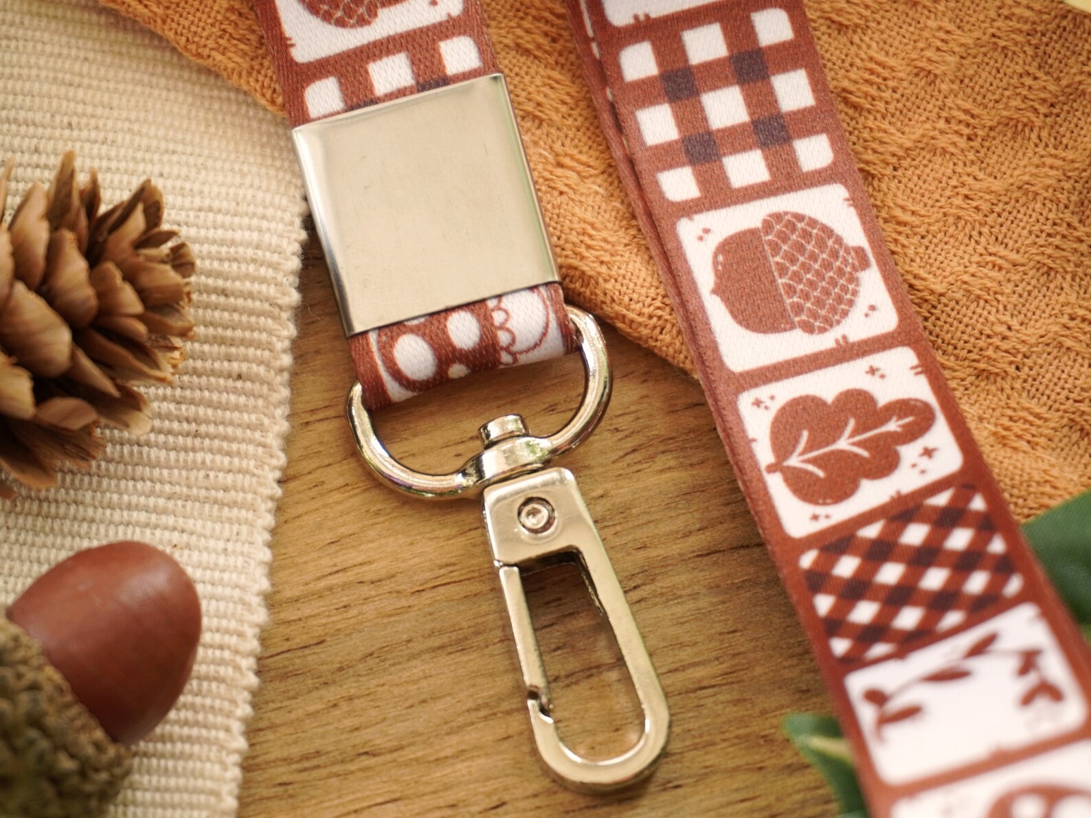 Brown Quilted Lanyard - Etsy