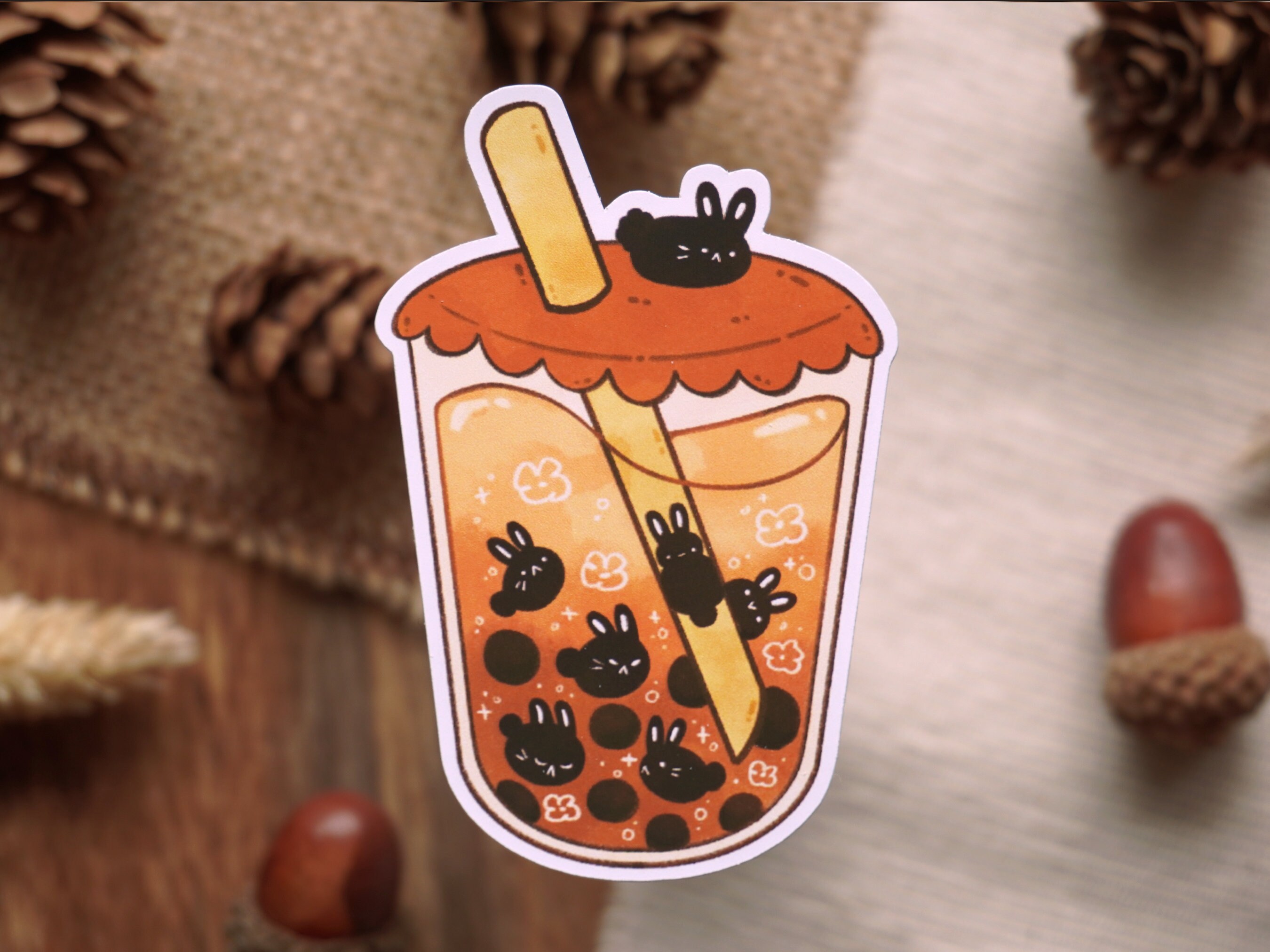 Boba Tea Bunnies Die-cut Matte Vinyl Sticker Waterproof - Etsy
