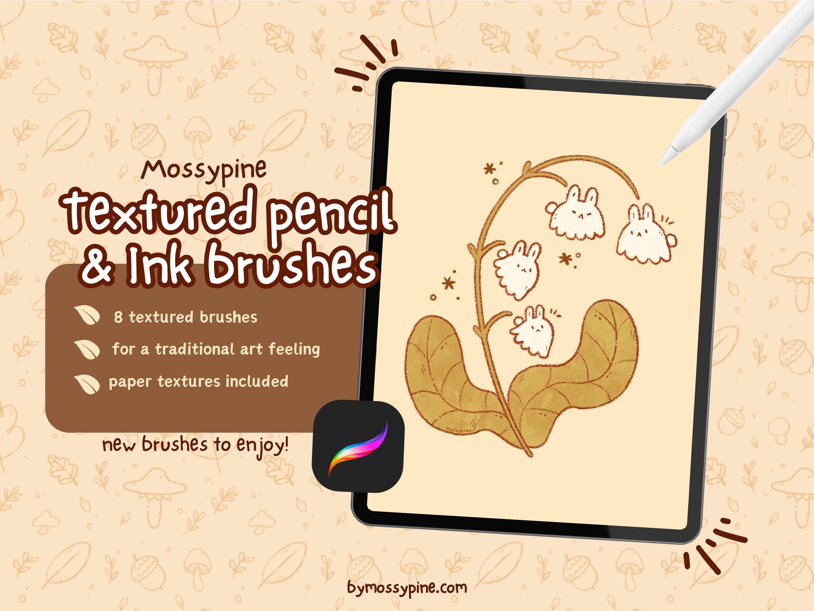 Mossypines Digital Art Brushes Pack for Procreate Texture Brushes for ...