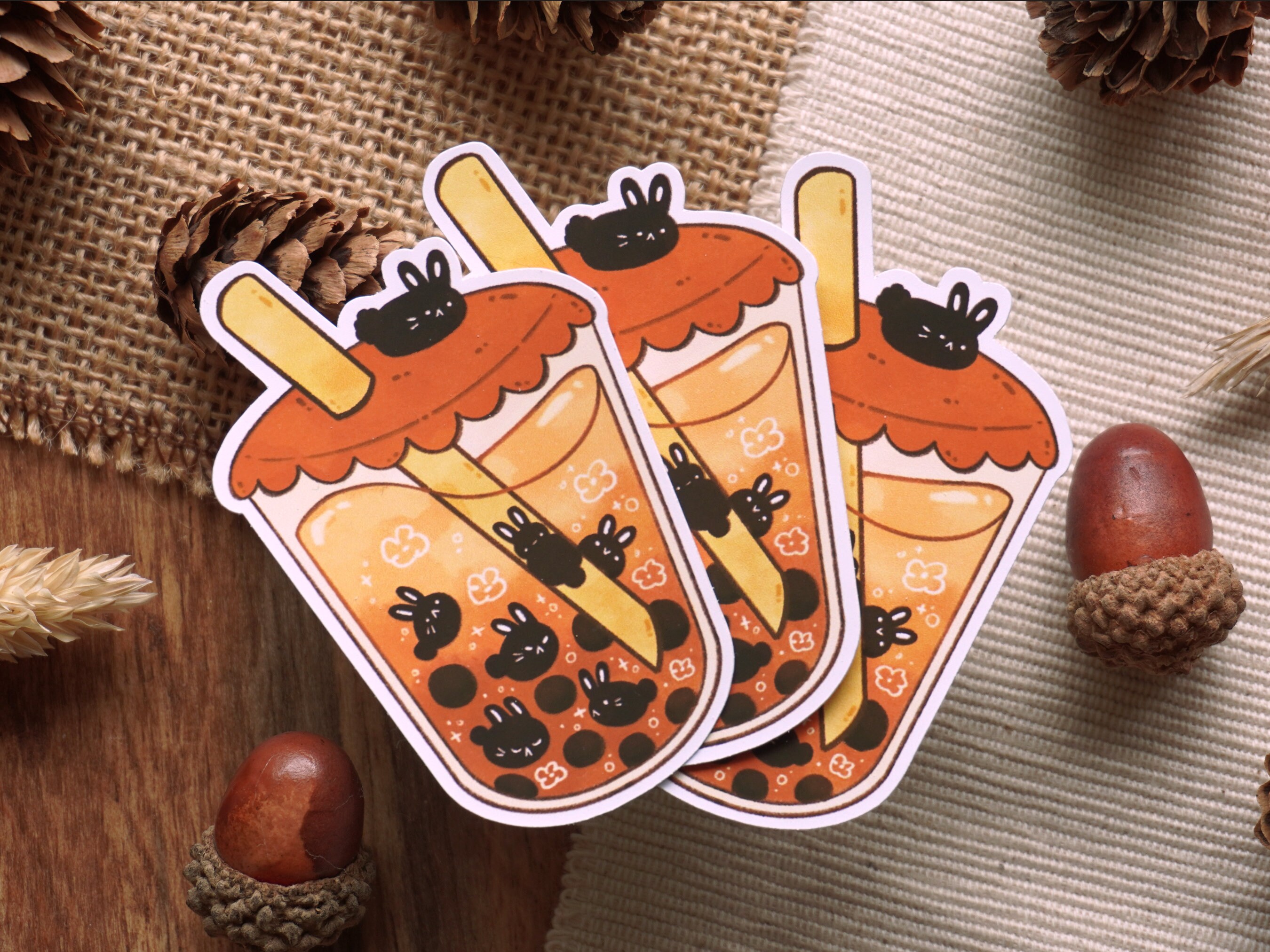 Boba Tea Bunnies Die-cut Matte Vinyl Sticker Waterproof - Etsy