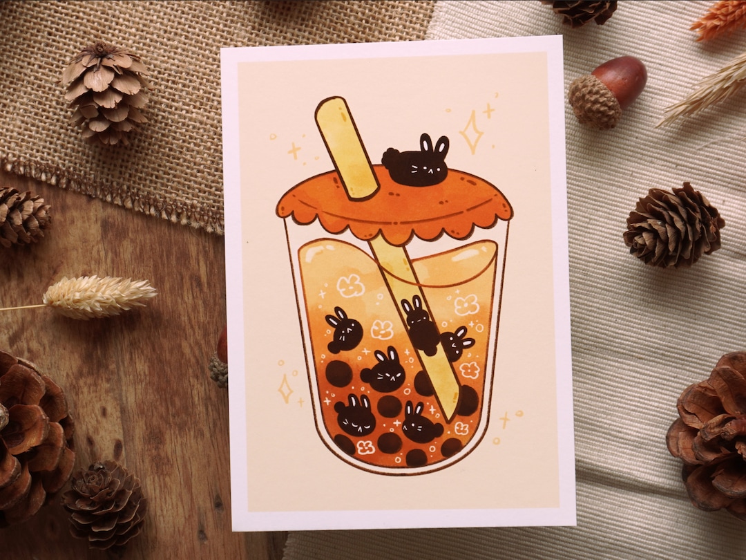 Boba Bunnies Art Print A5/A6 Print Boba Tea Bunny Illustration Cute ...