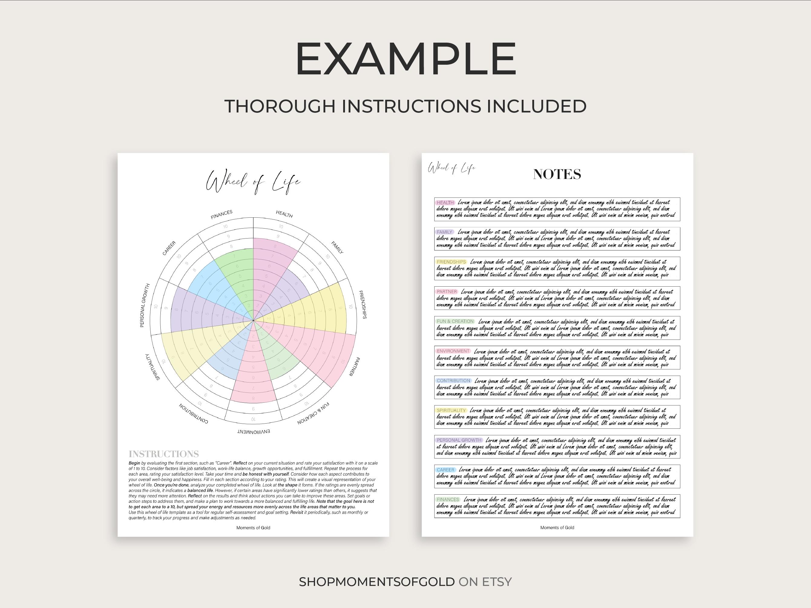 Wheel of Life Printable Template for Self-growth, Mental Health, Goal ...