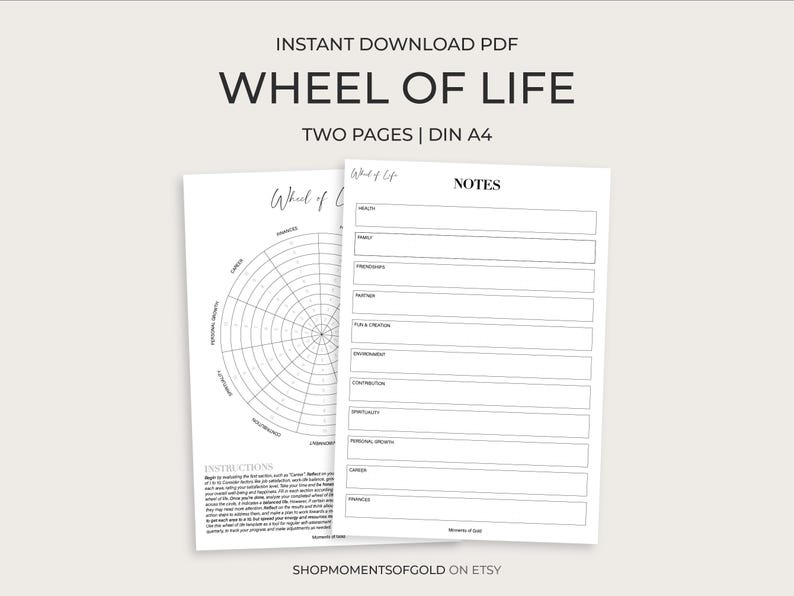 Wheel of Life Printable Template for Self-growth, Mental Health, Goal ...