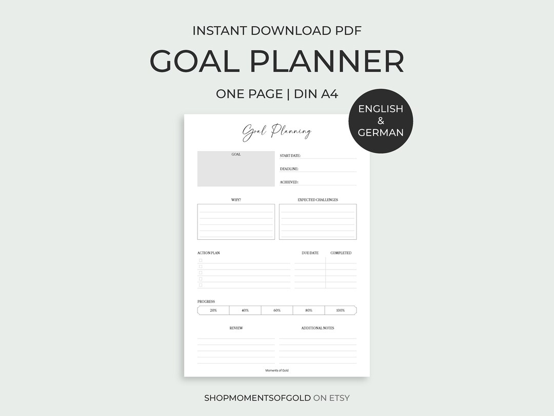 Goal Planning Template, Digital Printable, Goodnotes Goal Planner ...