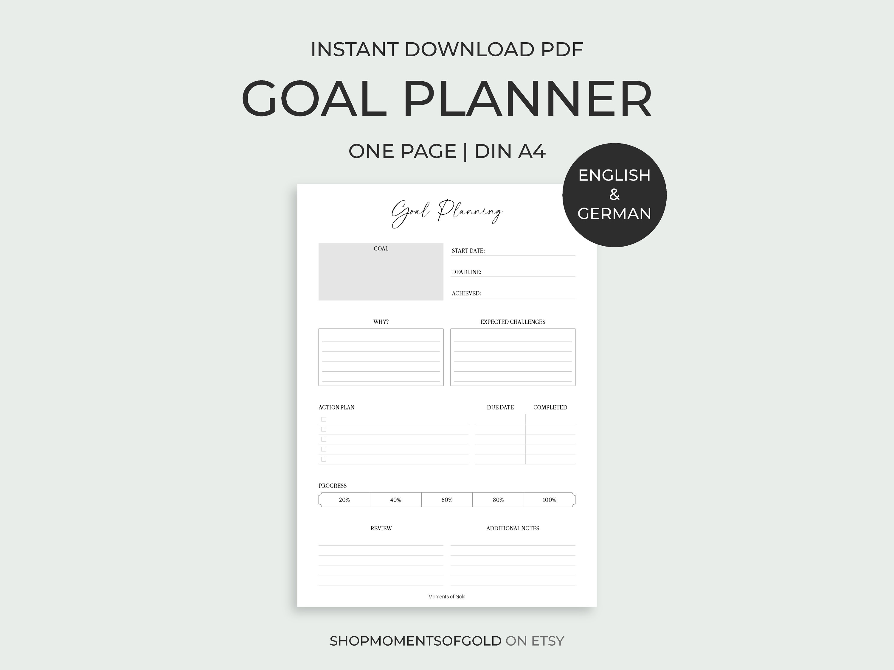 Goal Planning Template, Digital Printable, Goodnotes Goal Planner ...
