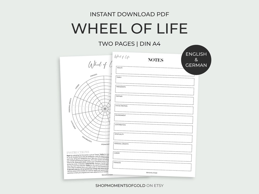 Wheel of Life Printable Template for Self-growth, Mental Health, Goal ...