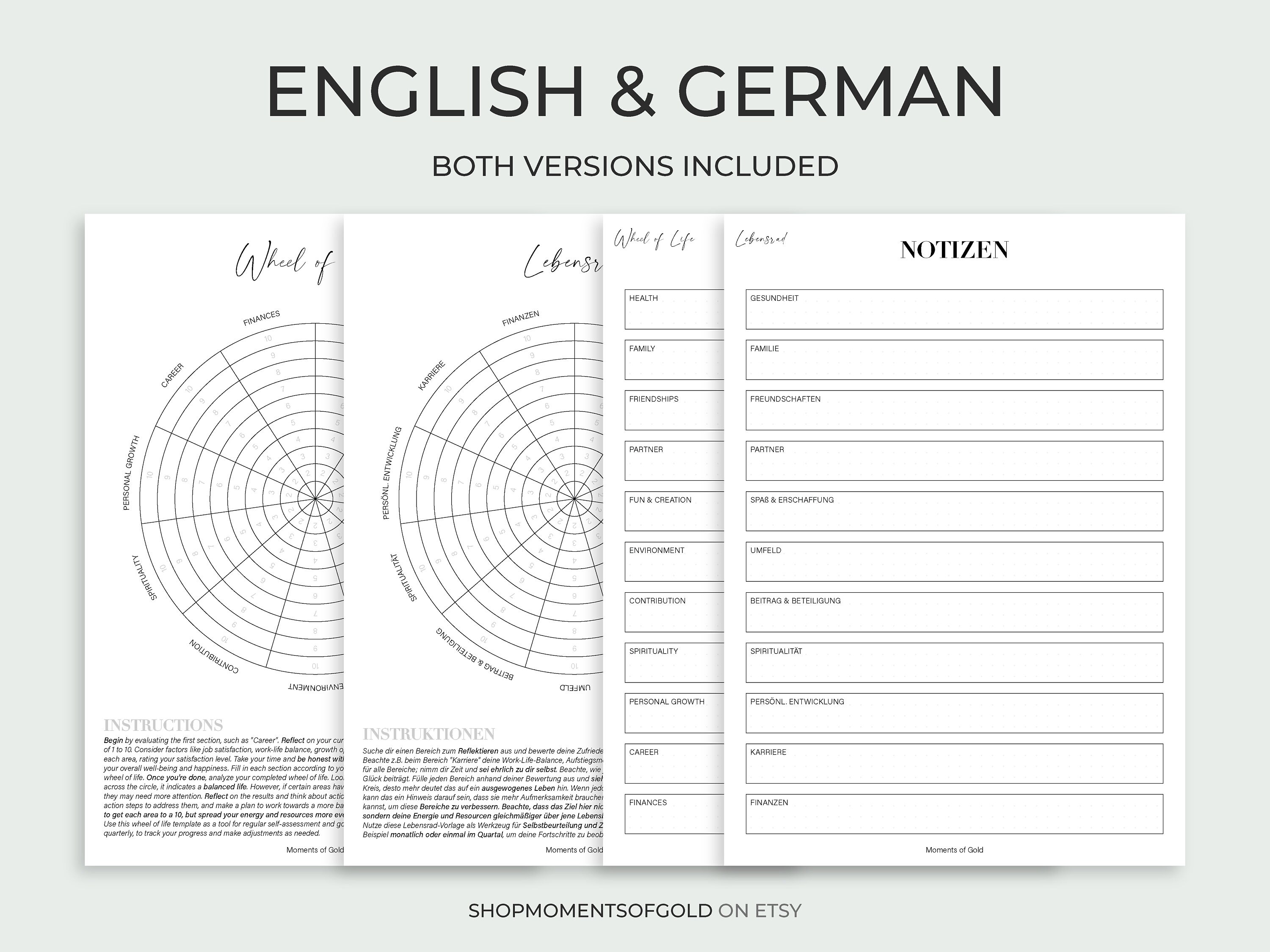Wheel of Life Printable Template for Self-growth, Mental Health, Goal ...
