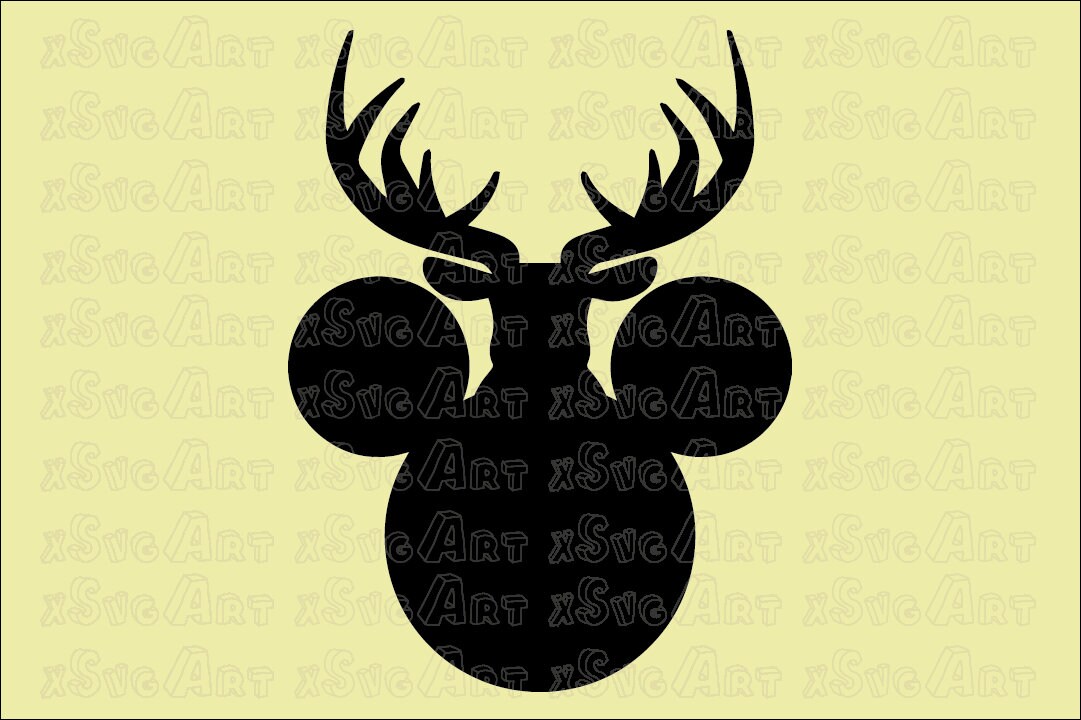 Mickey Deer Head SVG File, Deer Horned Mickey for Cricut, Mickey Head ...
