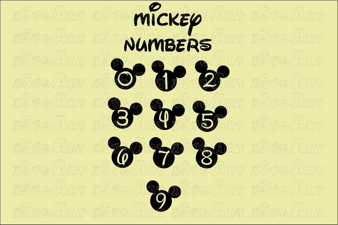 Mickey Head Numbers SVG Instant Digital Download, Mickey Ears Number ...