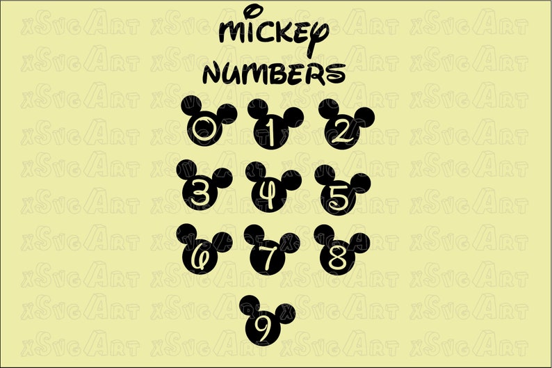 Mickey Head Numbers SVG Instant Digital Download, Mickey Ears Number ...