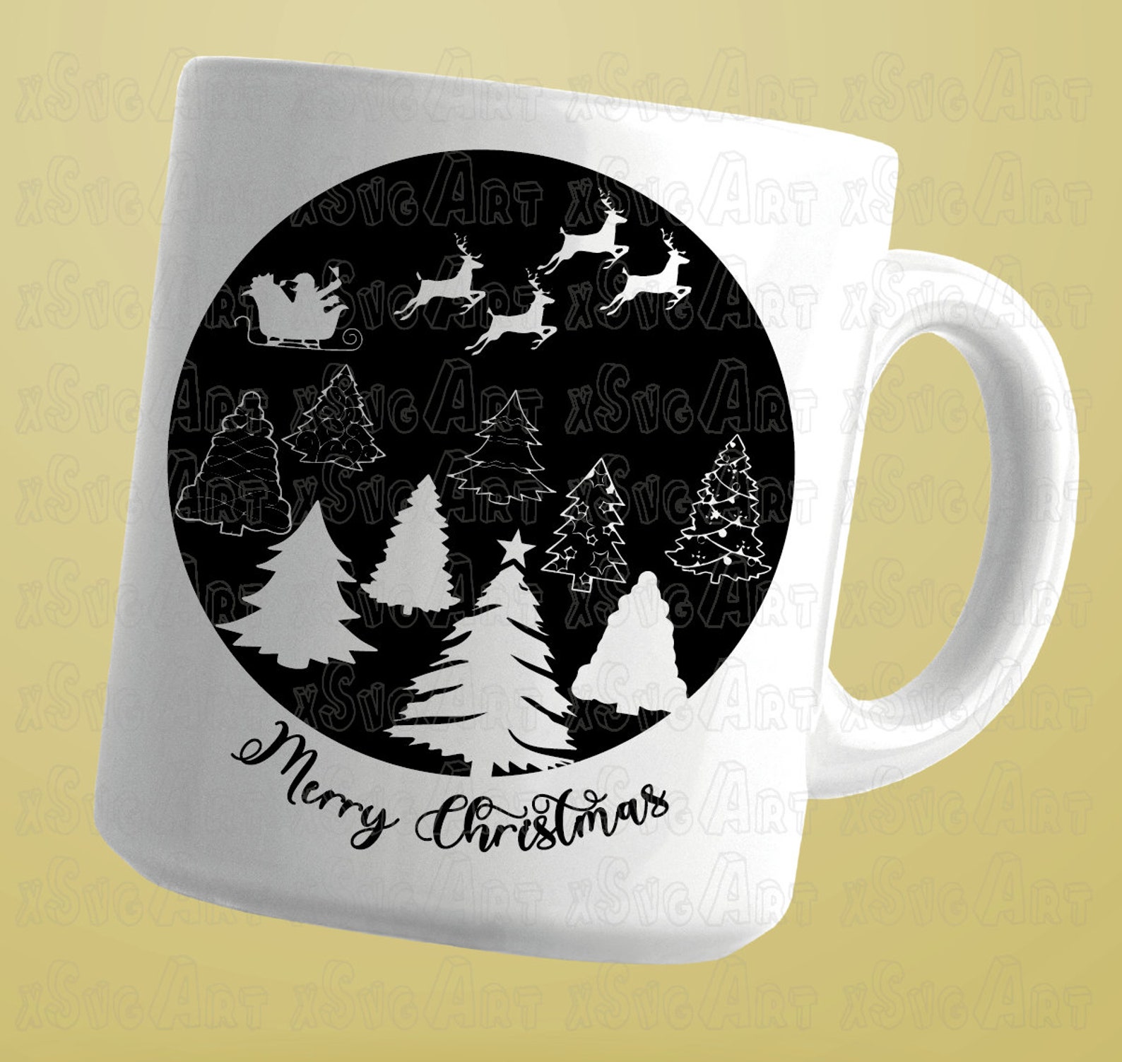 Merry Christmas Reindeer Svg, Christmas Tree Clipart Svg, Santa Claus ...