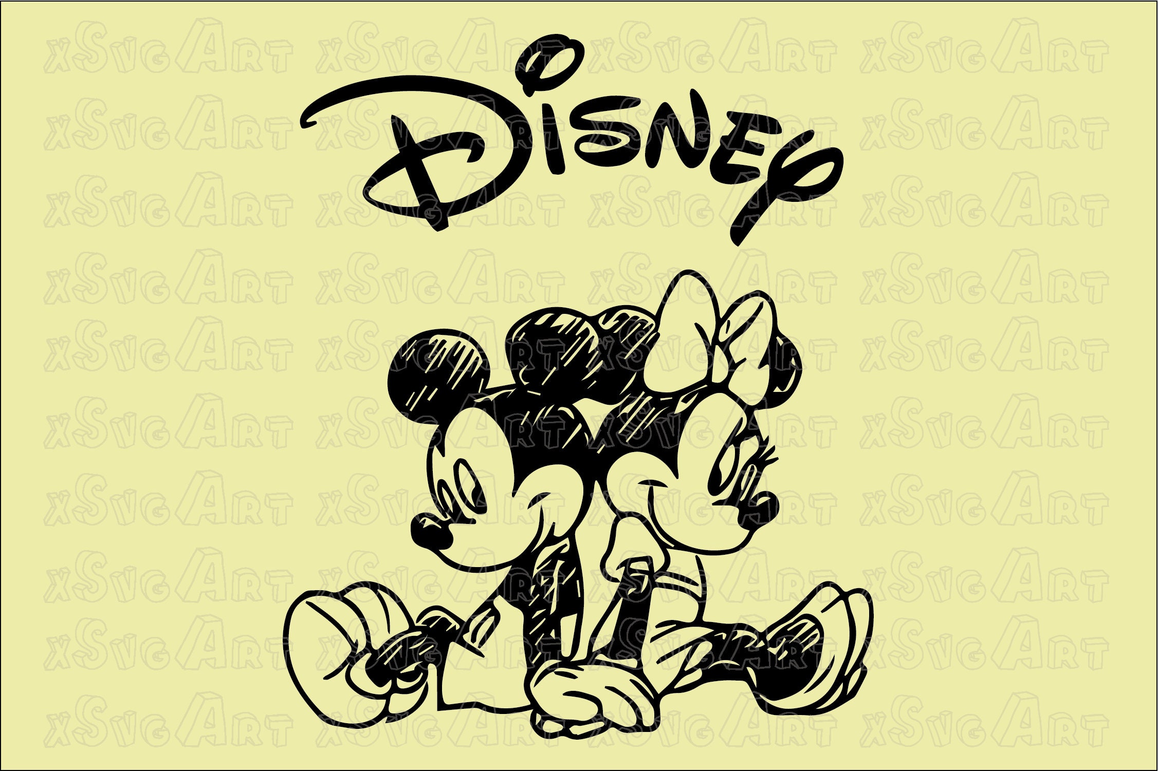 Mickey y Minnie Mouse sentado SVG File, Mickey y Minnie mouse Diseño de ...
