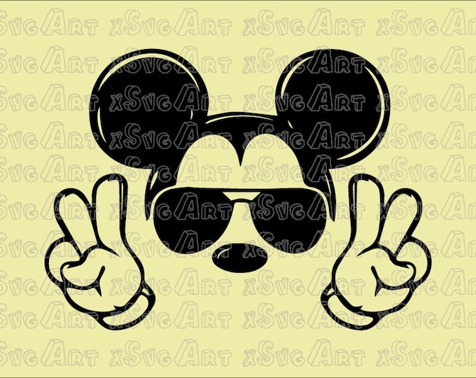 Mickey Peace Sign Svg, Mickey Glasses Svg, Mickey Mouse Peace Svg ...