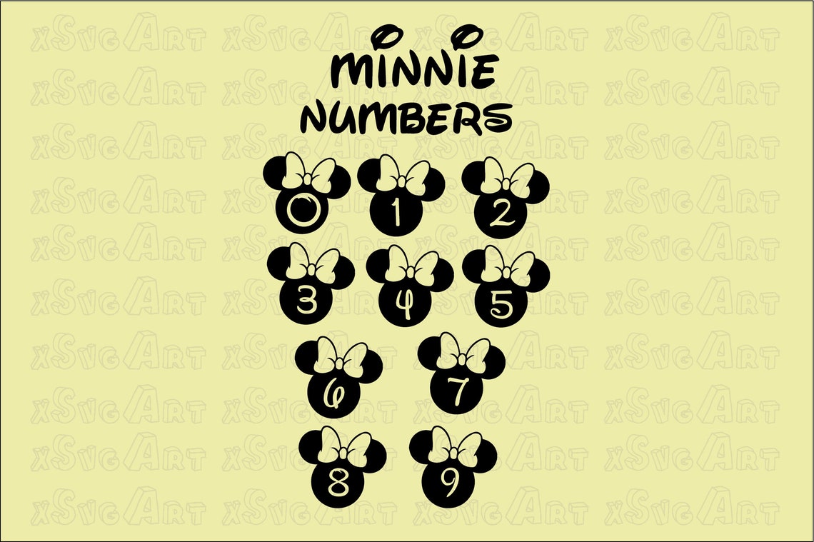 Minnie Head Numbers SVG Instant Digital Download, Minnie Ears Number ...