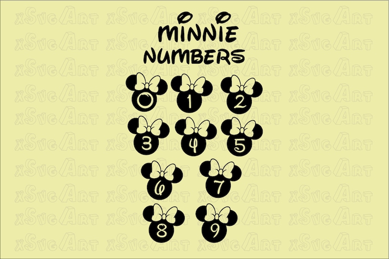 Minnie Head Numbers SVG Instant Digital Download, Minnie Ears Number ...