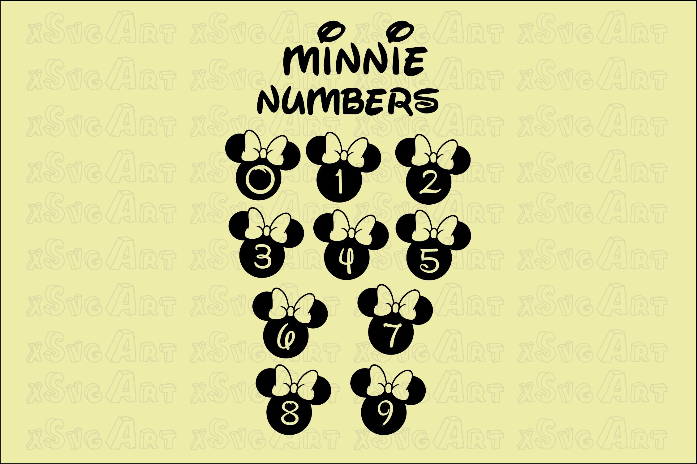 Minnie Head Numbers SVG Instant Digital Download, Minnie Ears Number ...