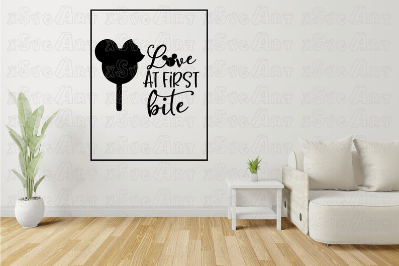 Love at First Bite Mouse Svg File, Mickey Mouse Head Printable Vectorel ...