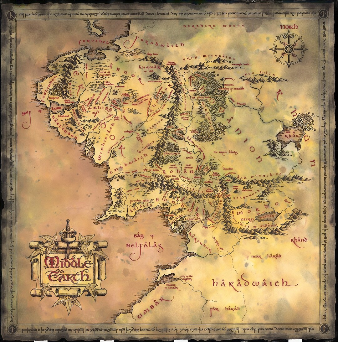 HQ Middle Earth Map, Original Size 8000x8000 Real Pixels Lotr Map - Etsy