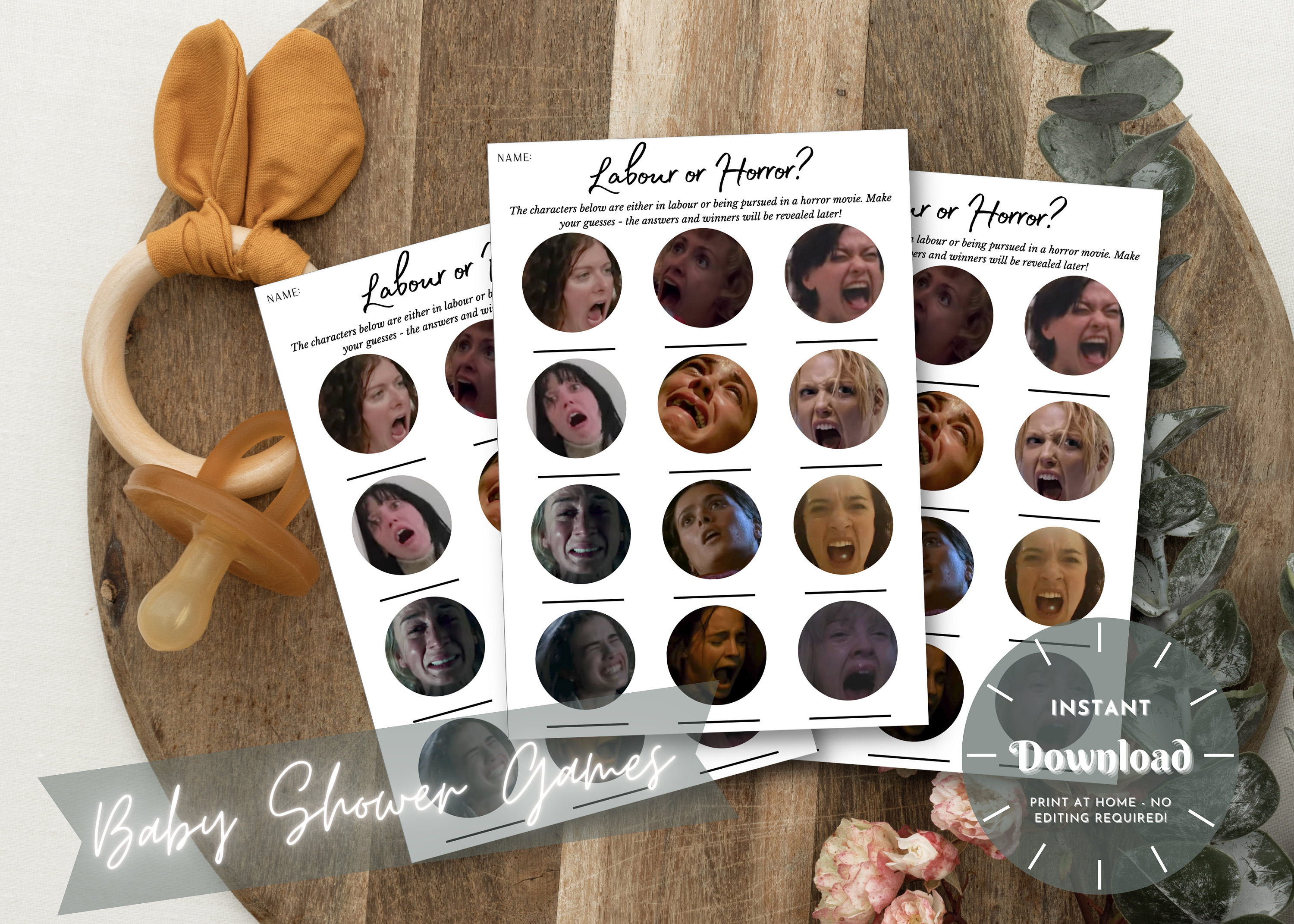 Funny Baby Shower Game: Labour or Horror? (instant Download) - Etsy
