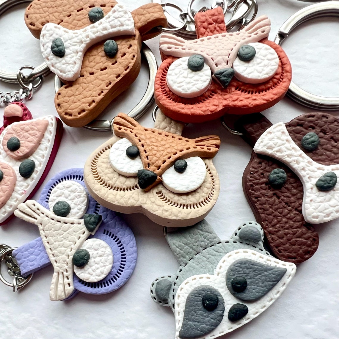 Animal Leather Effect Keychain: Handmade Polymer Clay Keyring or Bag ...