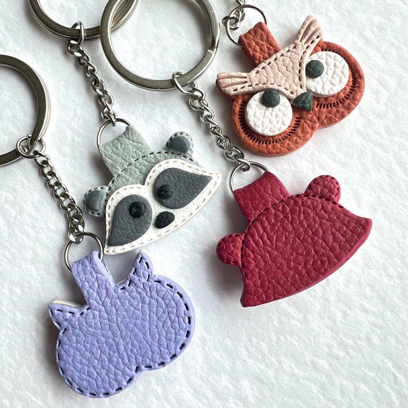 Animal Leather Effect Keychain: Handmade Polymer Clay Keyring or Bag ...