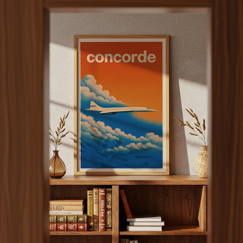 Concorde Poster, Supersonic Jet Wall Art, Retro Aviation Print ...