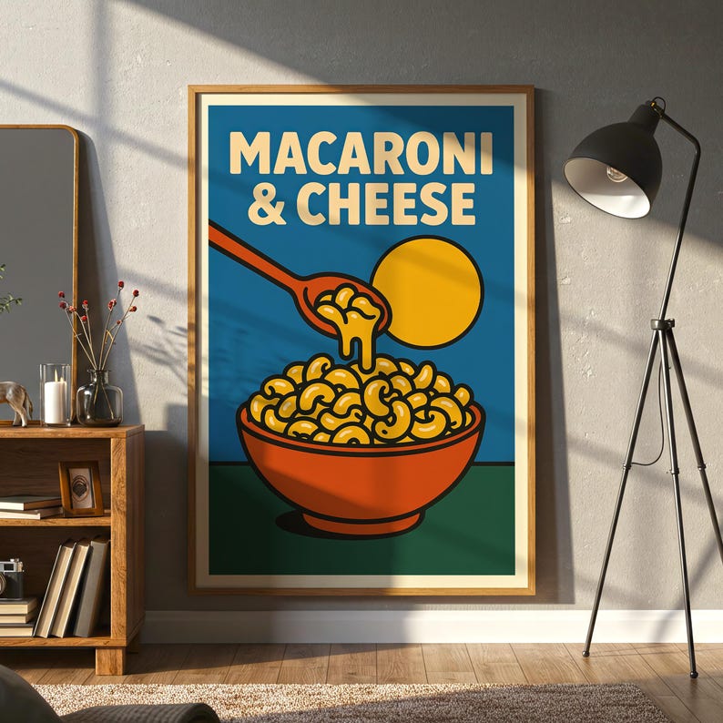 Mac and Cheese Poster | Mac N Cheese Print | Macaroni and Cheese Gift ...