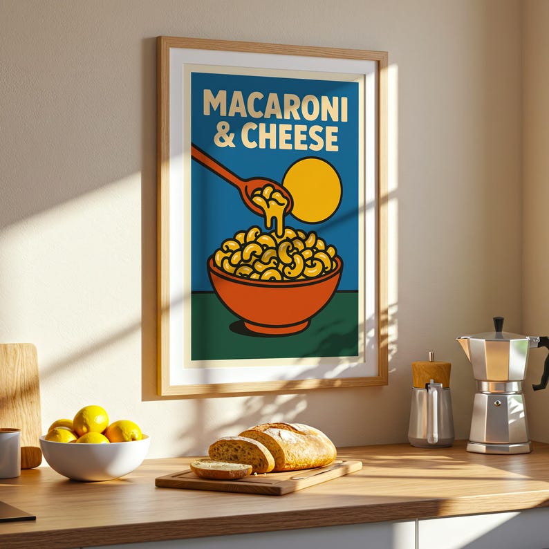 Mac and Cheese Poster | Mac N Cheese Print | Macaroni and Cheese Gift ...