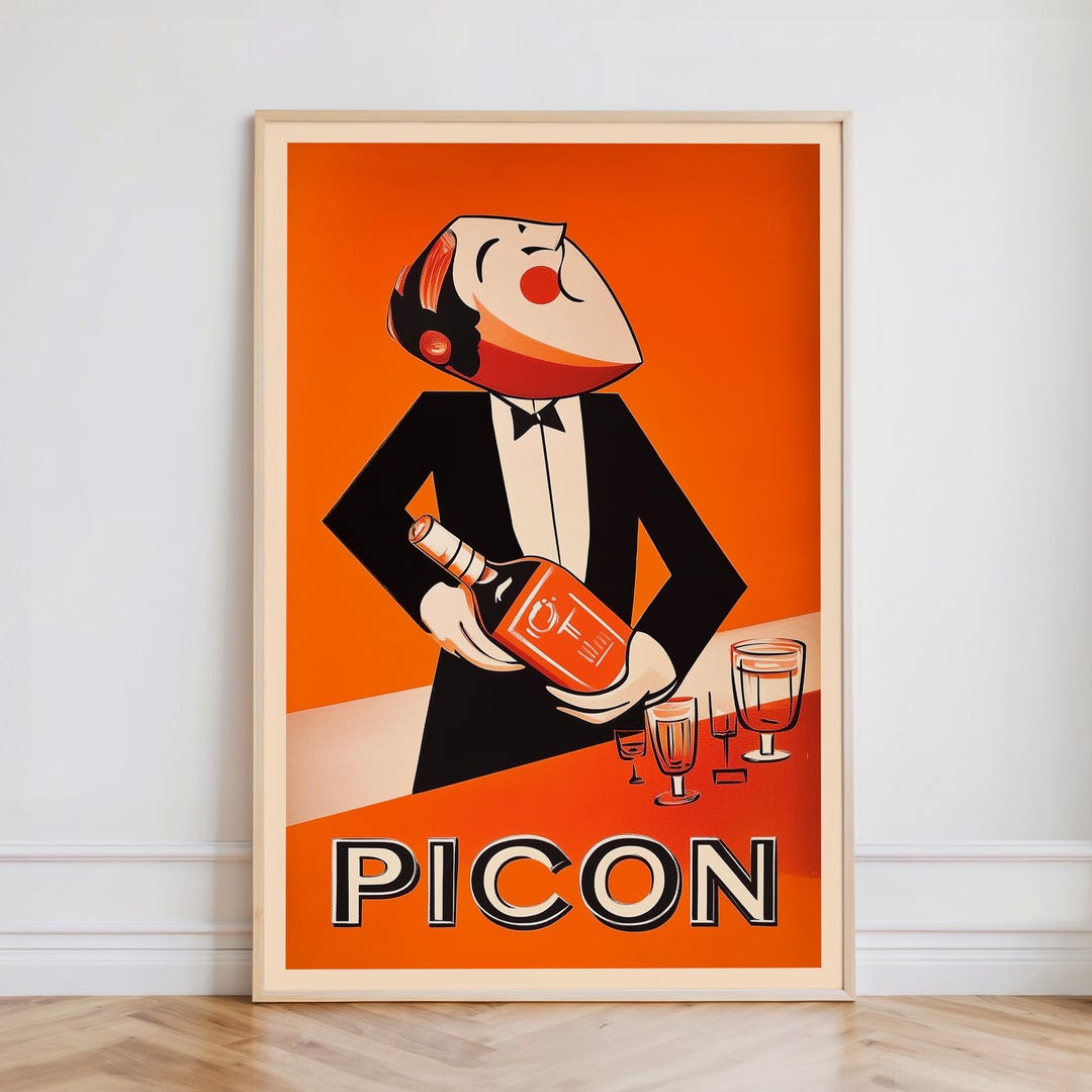 Vintage Picon Poster, Retro Alcohol Advertisement, Bar Wall Art ...