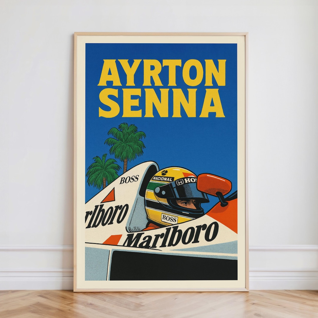 Ayrton Senna Poster | Ayrton Senna F1 Print | Vintage Mclaren F1 Wall ...