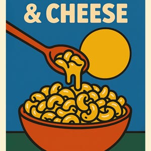 Mac and Cheese Poster | Mac N Cheese Print | Macaroni and Cheese Gift ...