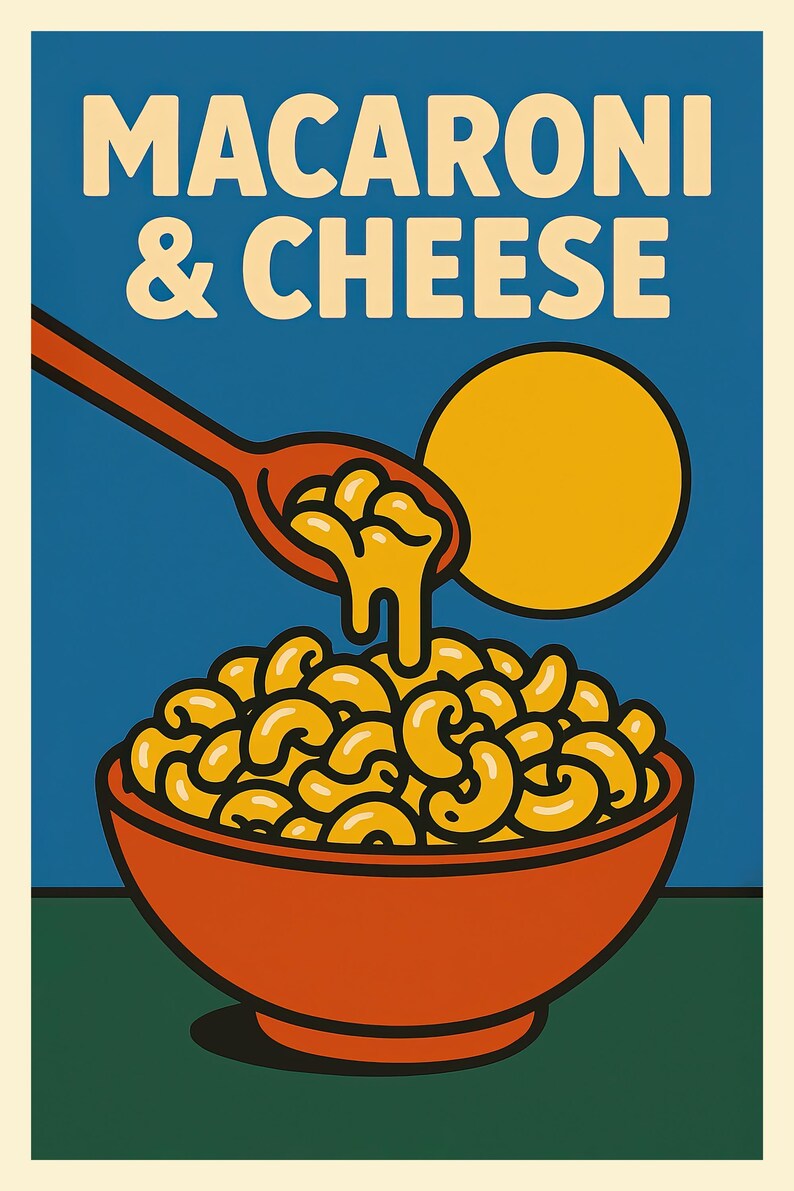 Mac and Cheese Poster | Mac N Cheese Print | Macaroni and Cheese Gift ...