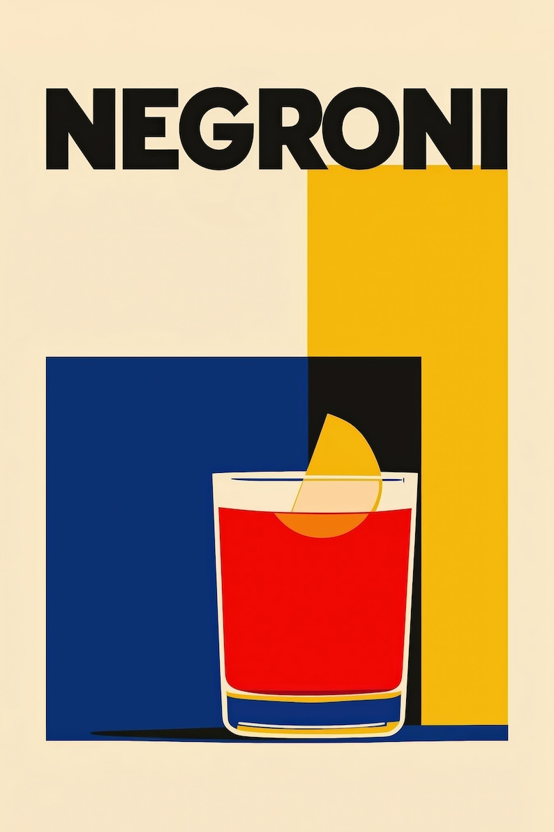 Negroni Poster, Bauhaus Cocktail Print, Retro Drink Illustration - Etsy