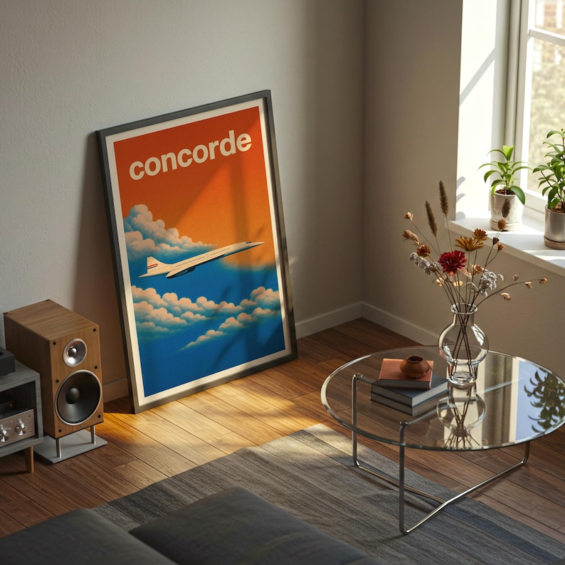 Concorde Poster, Supersonic Jet Wall Art, Retro Aviation Print ...