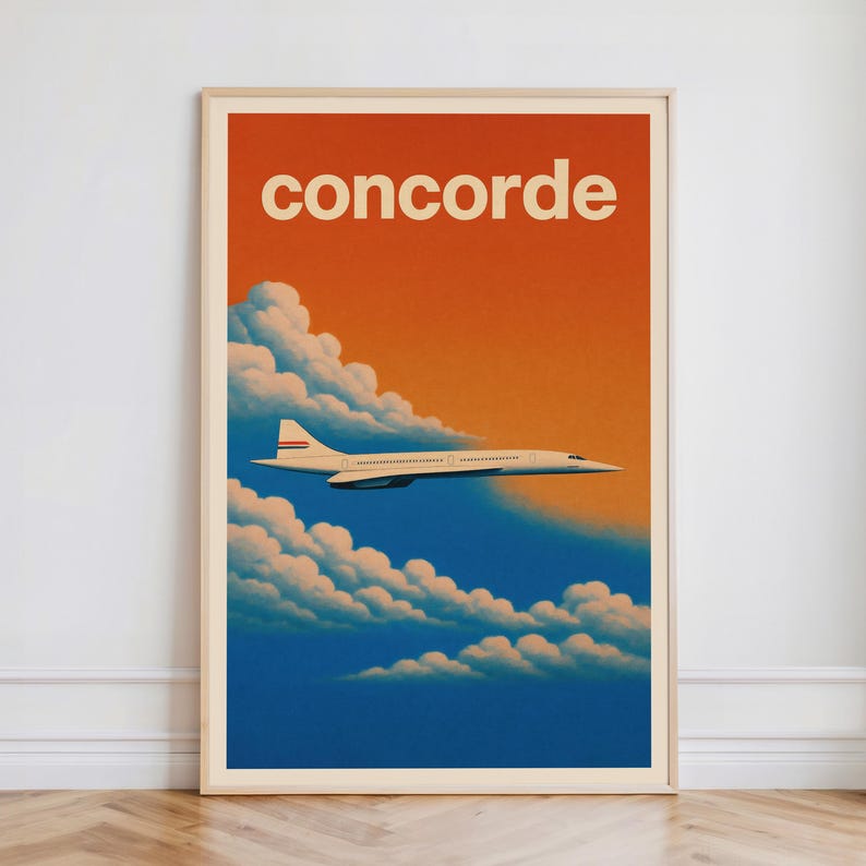 Concorde Poster, Supersonic Jet Wall Art, Retro Aviation Print ...