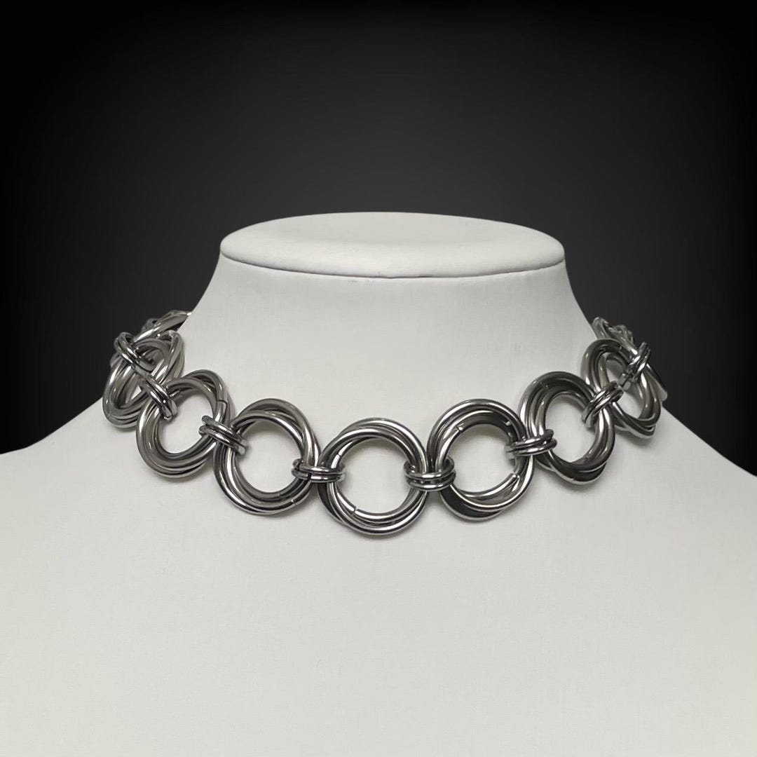 Chainmail Choker Necklace, Silver Chainmail Jewelry Stainless Steel, Goth Choker,alternative ...